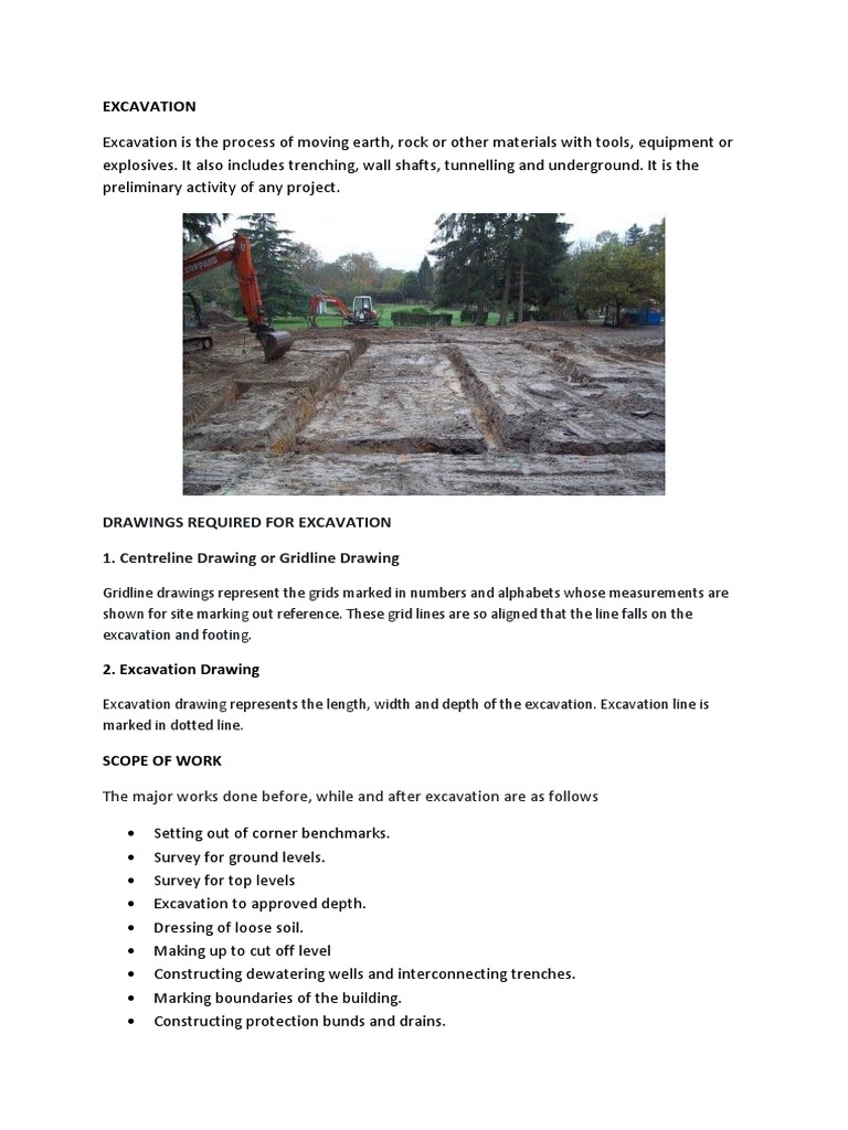Excavation: Drawings Required For Excavation 1. Centreline Drawing or ...