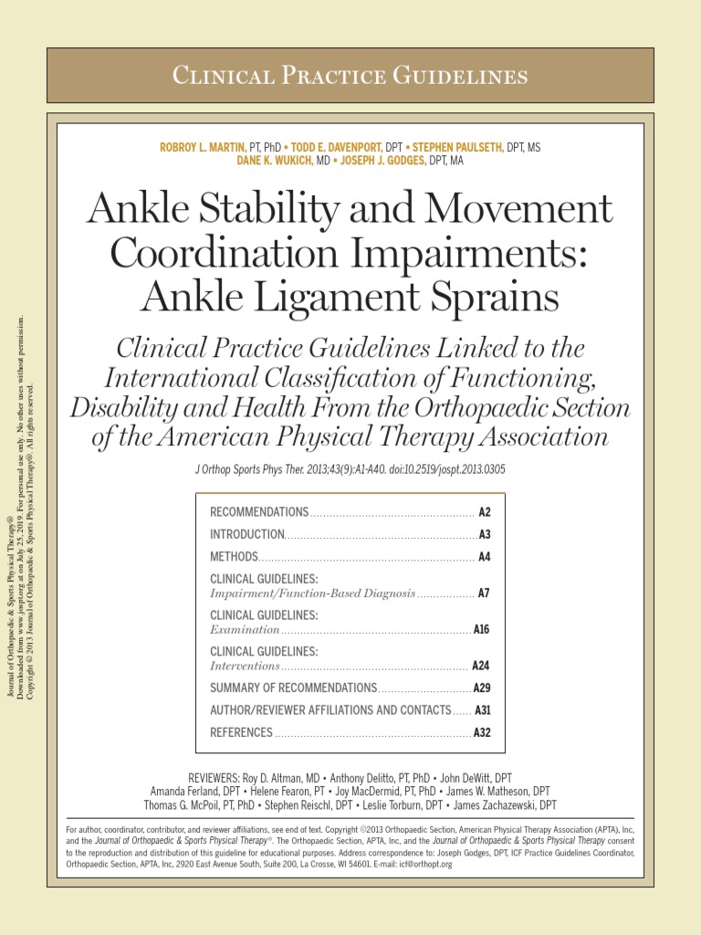 Ankle Sprain Guidelines Jospt PDF | PDF | Evidence Based Medicine | Physical Therapy