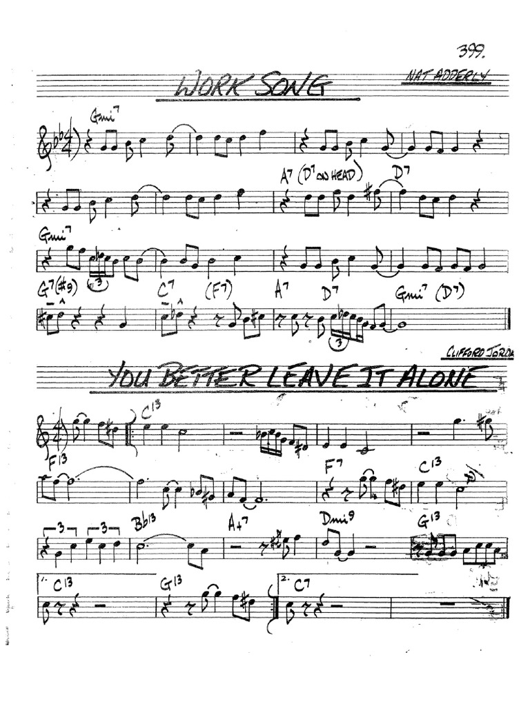 Work Song Lead Sheet Tenor PDF | PDF