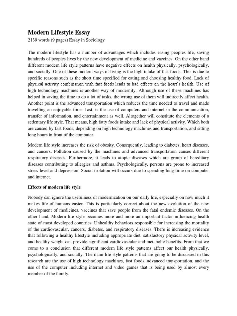Modern Lifestyle Pdf Obesity Cardiovascular Diseases