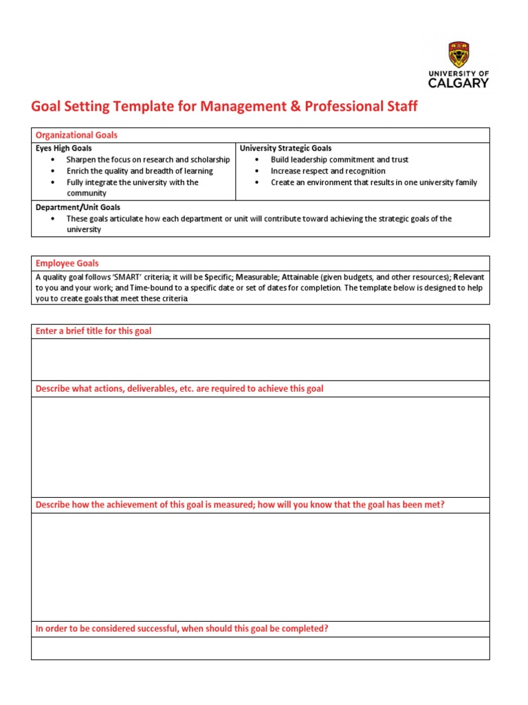 Employee Goal Setting Template