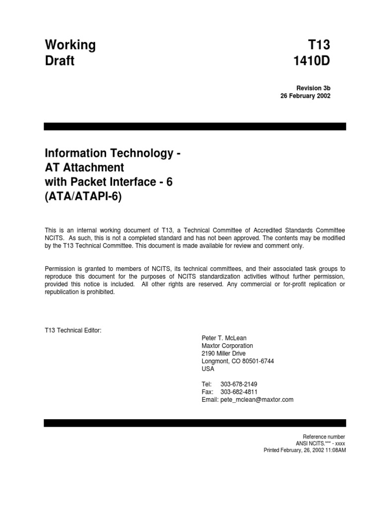 d1410r3b ATA ATAPI 6 PDF | PDF | Patent | Computer Data