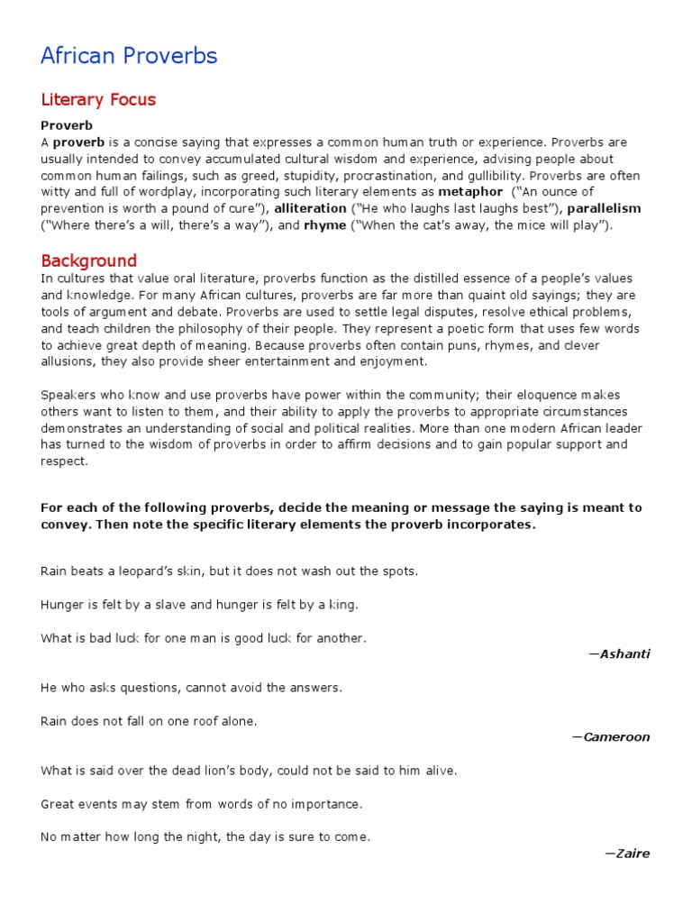 Africanproverbsstation PDF | PDF | Proverb | Wisdom