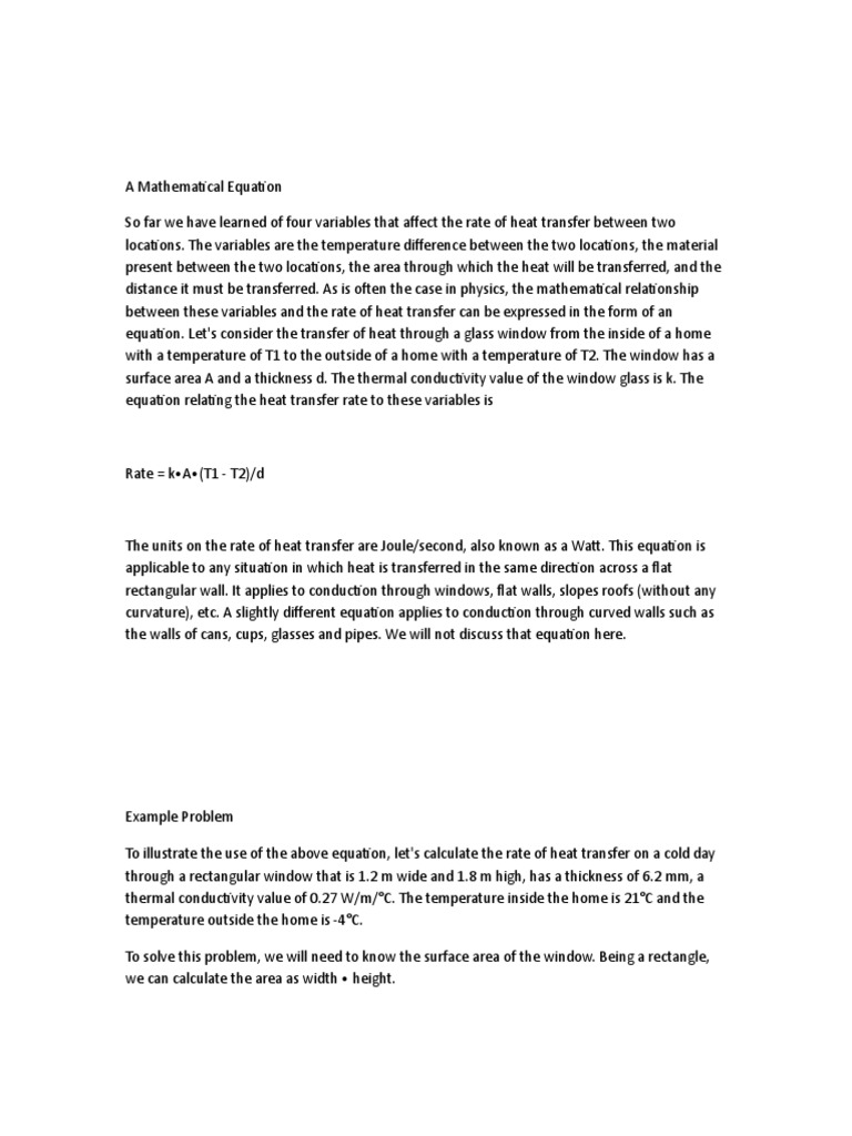 Rates of Heat Transfer Example Problem | PDF | Heat Transfer | Thermal ...