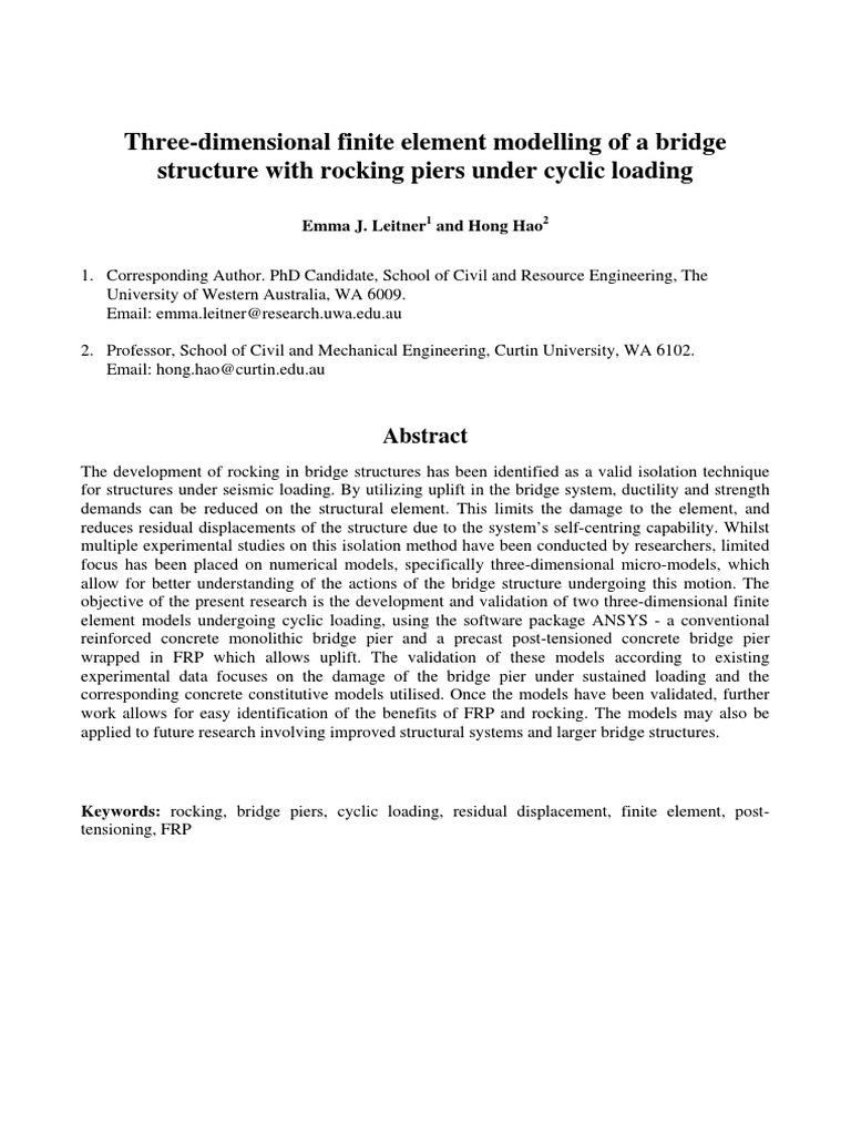 3D Finite Element Models of Bridge Piers | PDF | Strength Of Materials ...