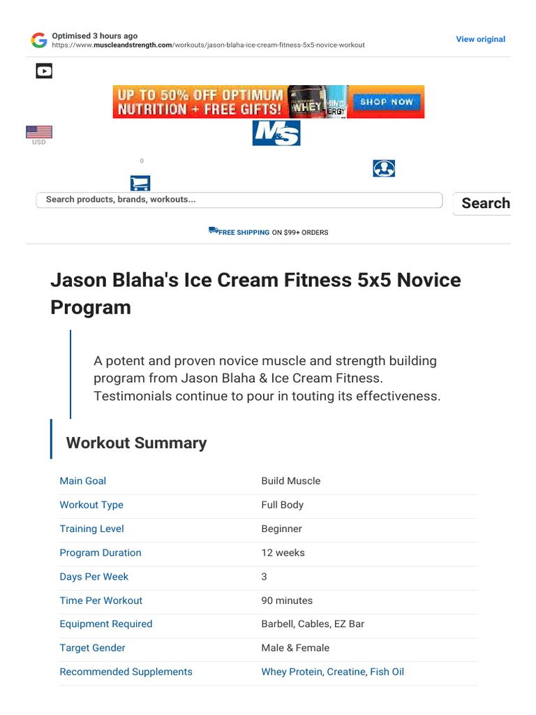 Jason Blaha's Ice Cream Fitness 5x5 Novice Program | PDF | Faq ...