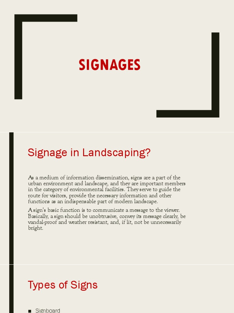 Signage - Landscape | PDF | Traffic | Transport