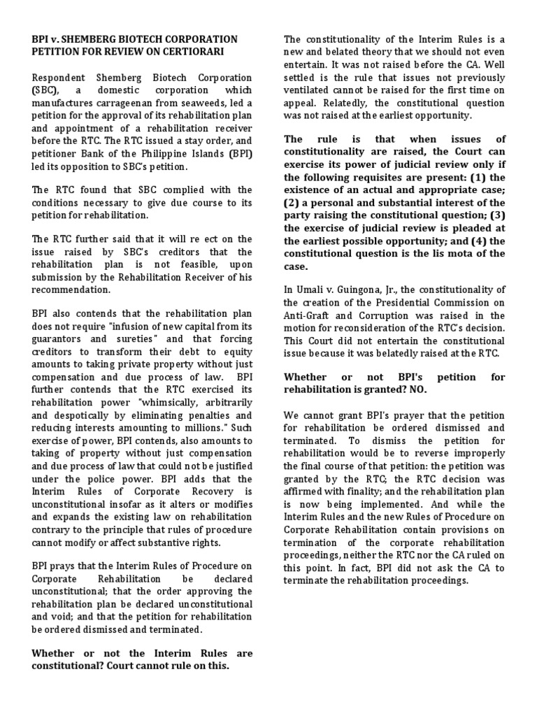 Bpi v. Shemberg | PDF | Due Process Clause | Constitutionality