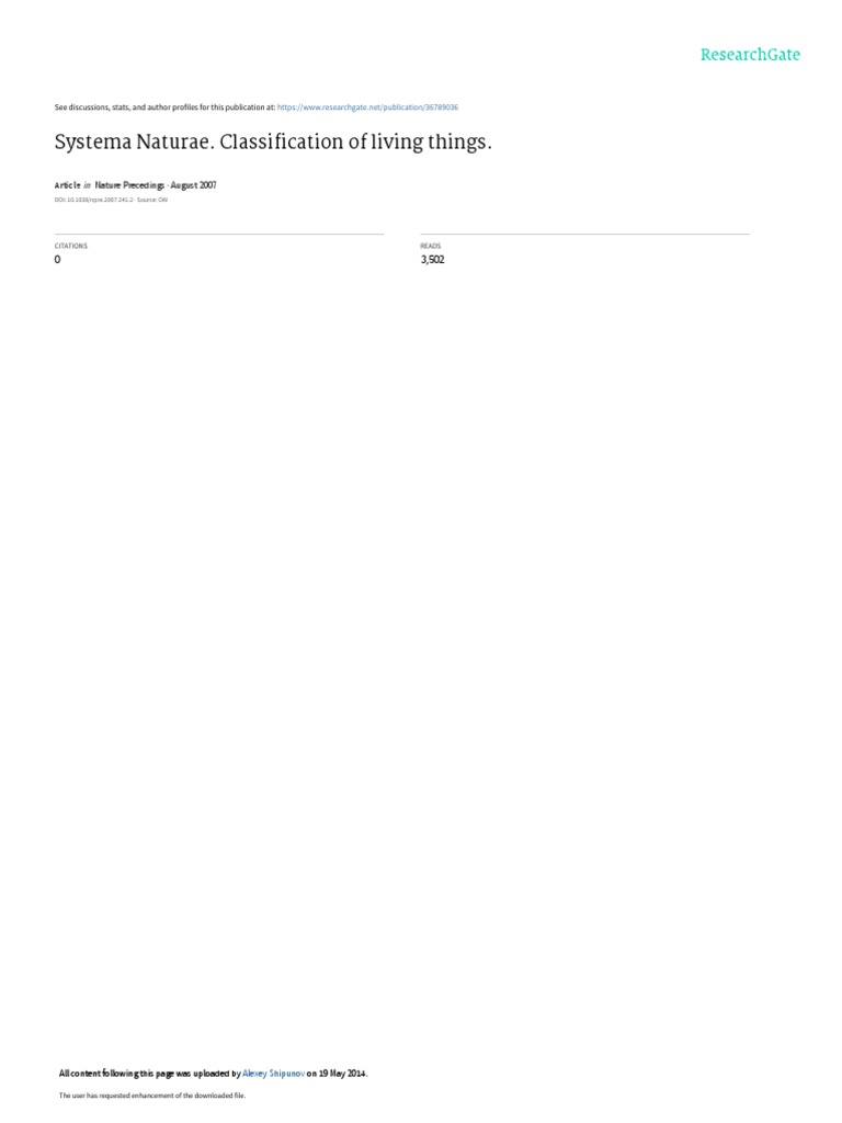 Systema Naturae: Living Organisms Classification | PDF | Taxonomy ...