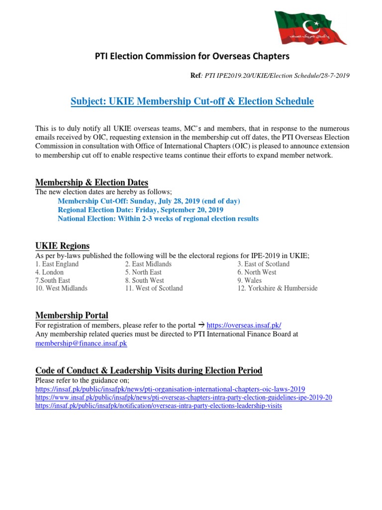 IPE 2019 - UKIE Final Membership Cut-Off & Election Schedule | PDF ...