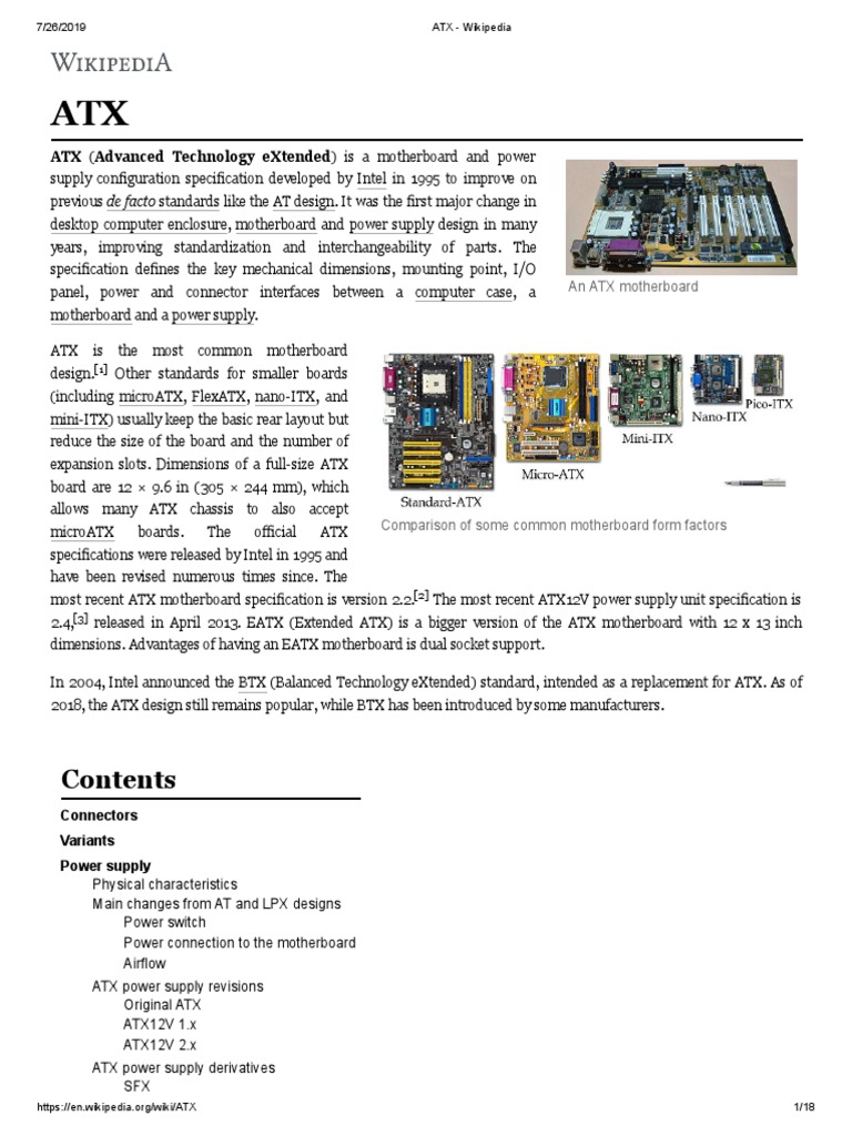 ATX - Wikipedia PDF | PDF | Computer Engineering | Computer Hardware