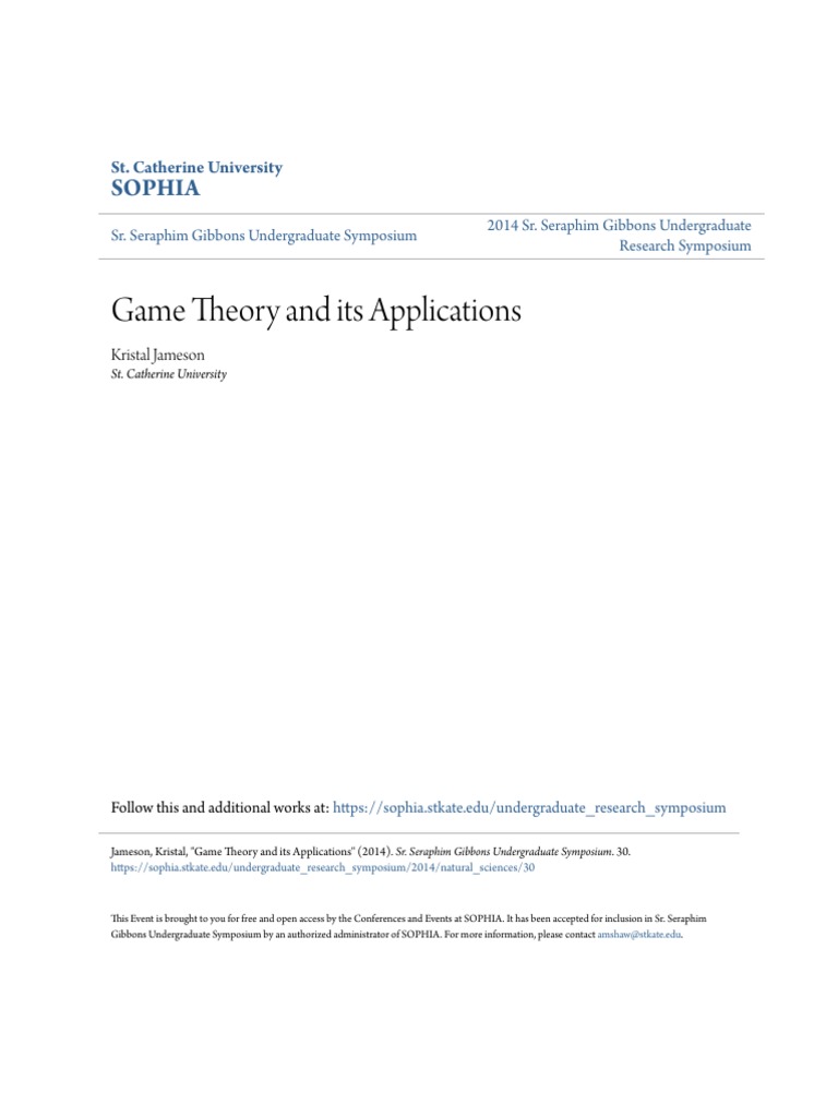 Game Theory and Its Applications: Sophia | Download Free PDF | Game ...