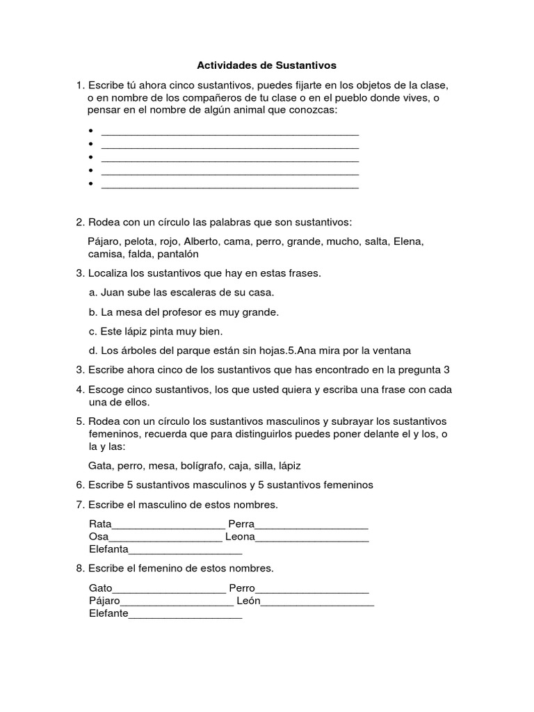 Actividades para Identificar Sustantivos | PDF | Sustantivo | Moda