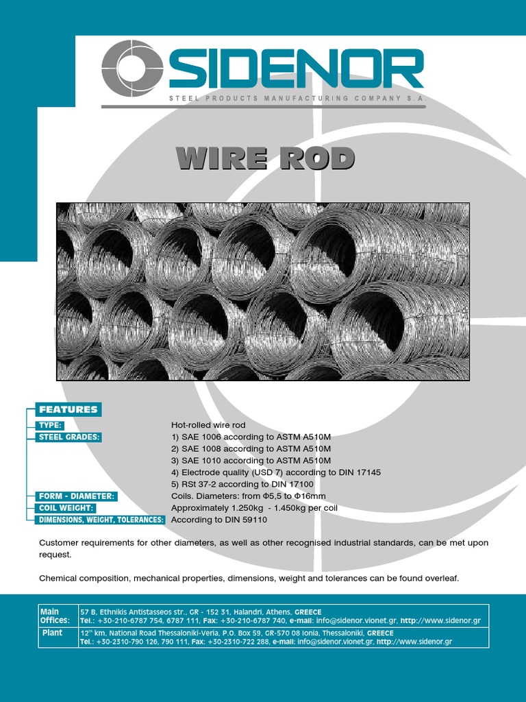 Specifications and Chemical Compositions for Hot-Rolled Wire Rods ...