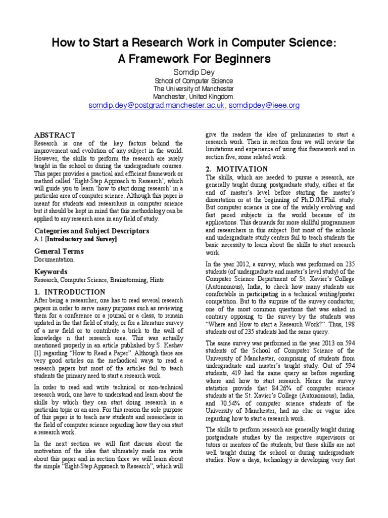 How To Start A Research Work in Computer Science PDF | Download Free ...