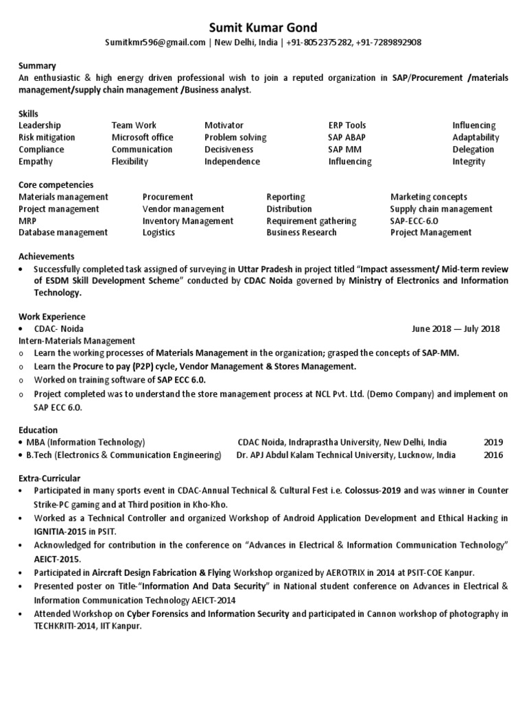 Sumit Kumar Gond: o o o o | PDF | Sap Se | Information Security
