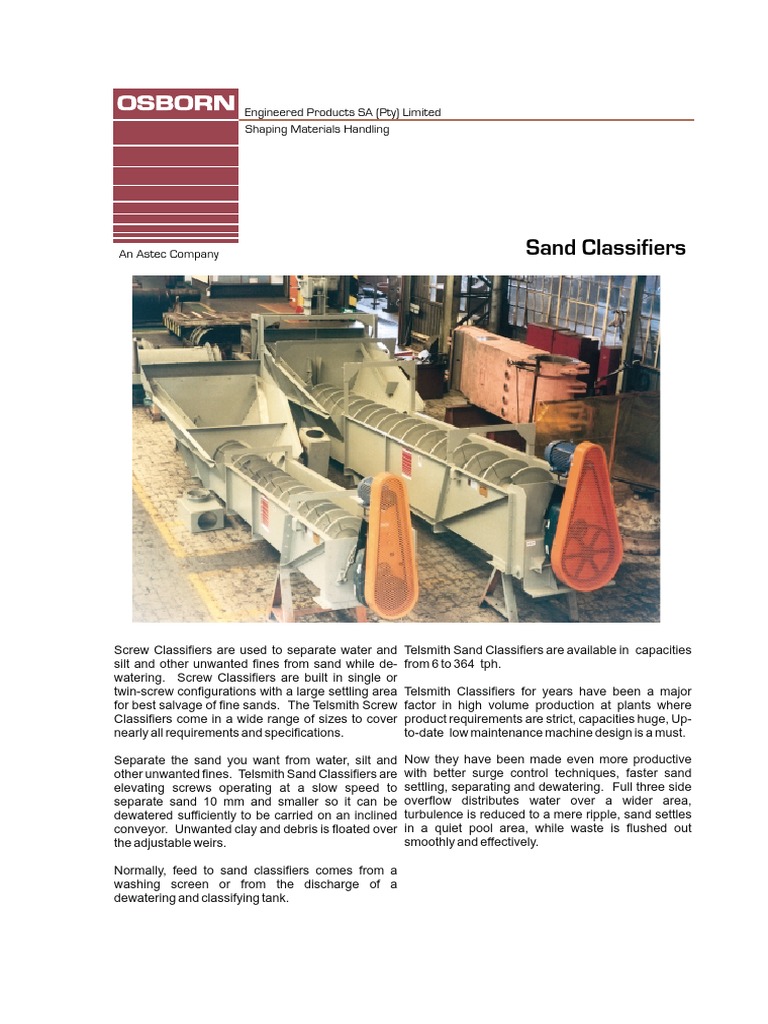 Sand Classifiers: Engineered Products SA (Pty) Limited Shaping ...