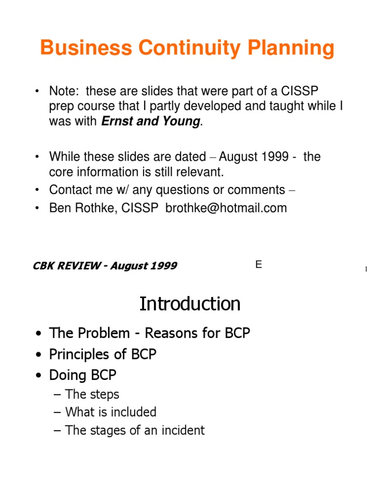 (Ebook) CISSP Business Continuity Planning - BCP | PDF | Information Security | Risk Management