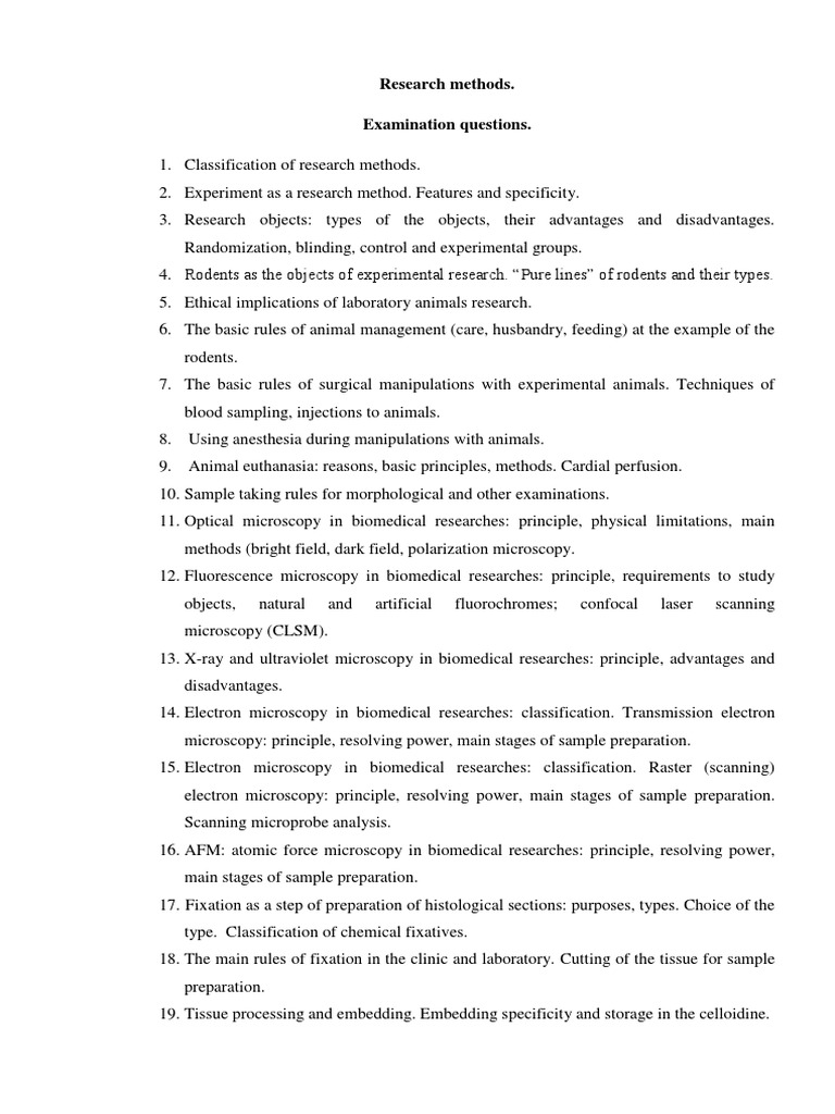 Research Methods Questions | PDF | Immunohistochemistry | Microscopy