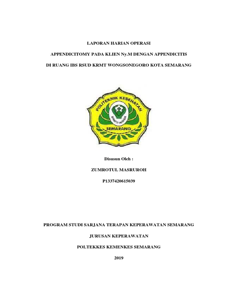 Laporan Operasi Appendicectomy Ny.M | PDF