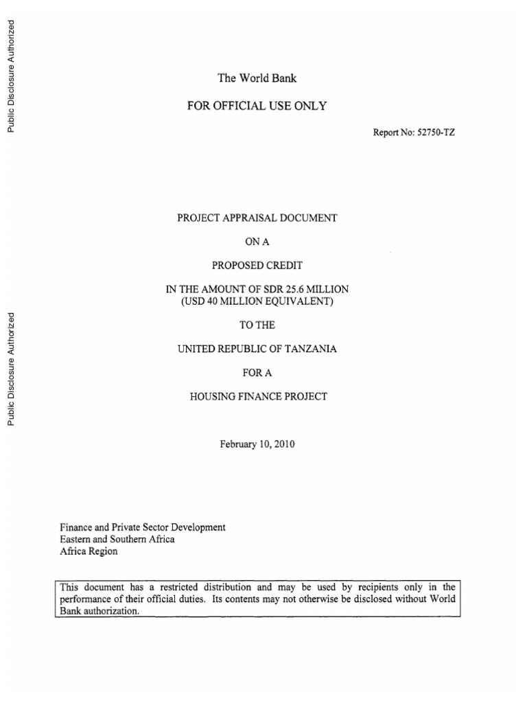 Tanzania Housing Finance Project: Providing Access to Affordable ...