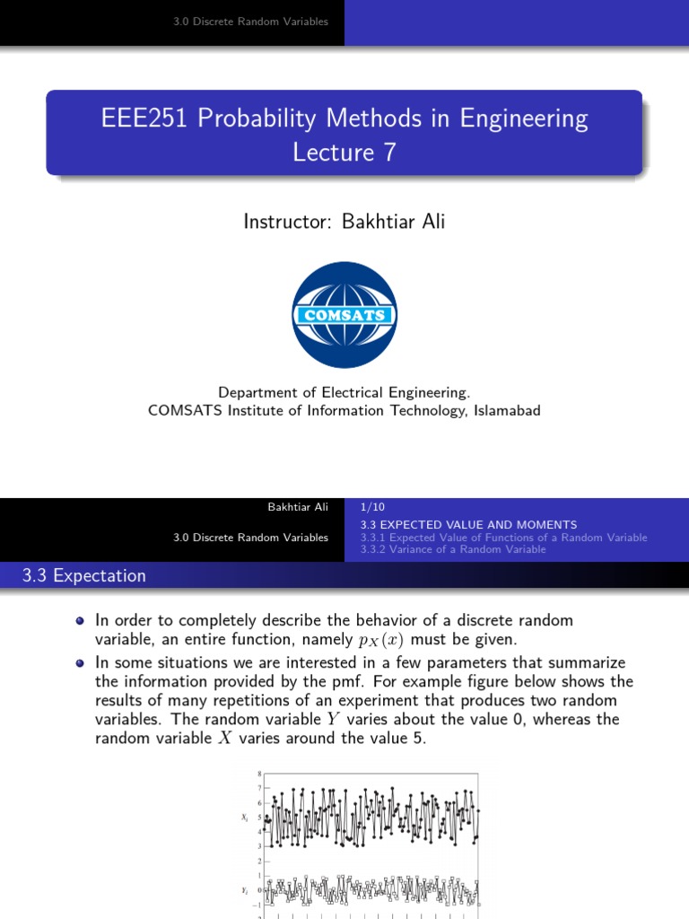 EEE251 Probability Methods in Engineering: Instructor: Bakhtiar Ali | PDF | Expected Value ...