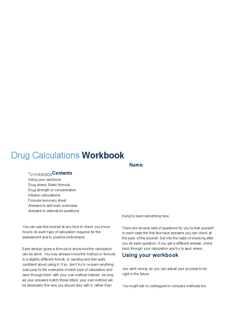 Drug Dosage Calculation Guide | PDF | Mass Concentration (Chemistry ...