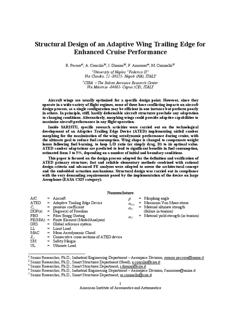 Structural Design of An Adaptive Wing TR PDF | PDF | Wing | Aircraft