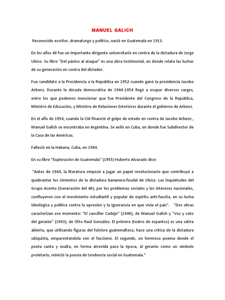 Biografía de Manuel Galich | PDF | Política (general)