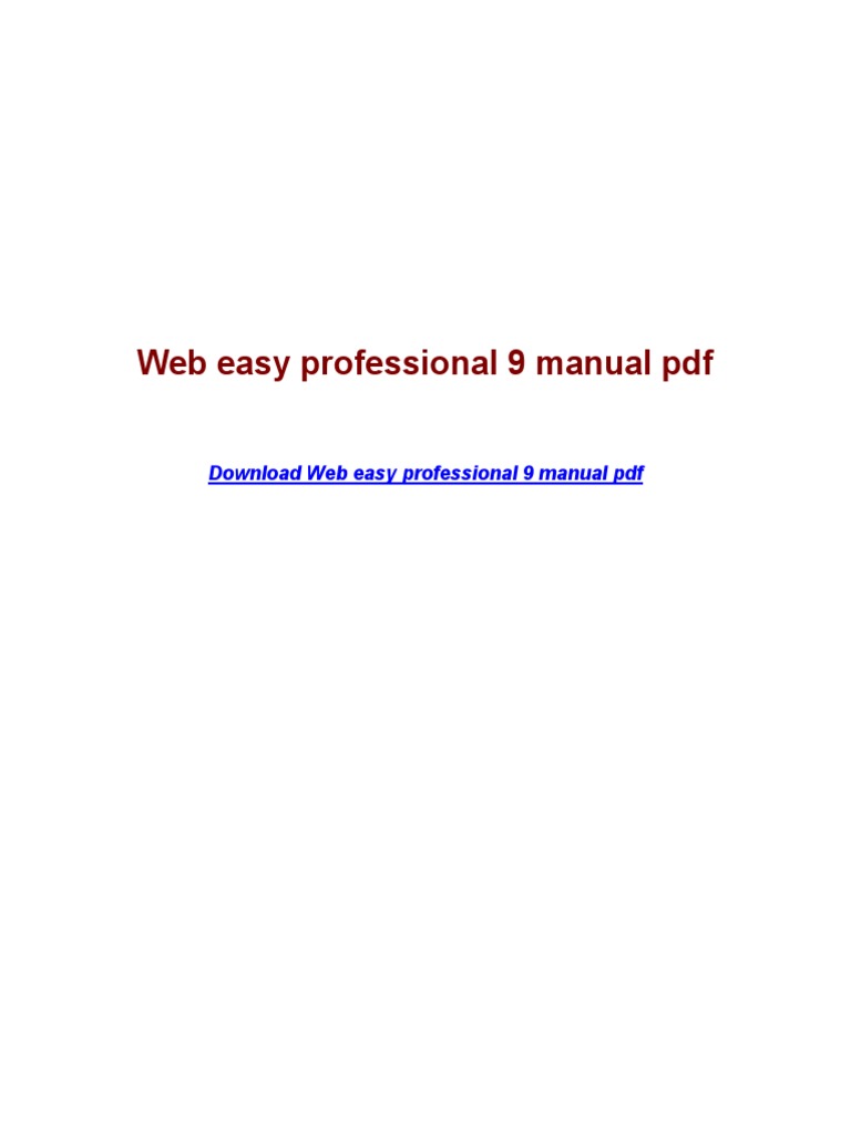 Web Easy Professional 9 Manual PDF | PDF | World Wide Web | Internet & Web