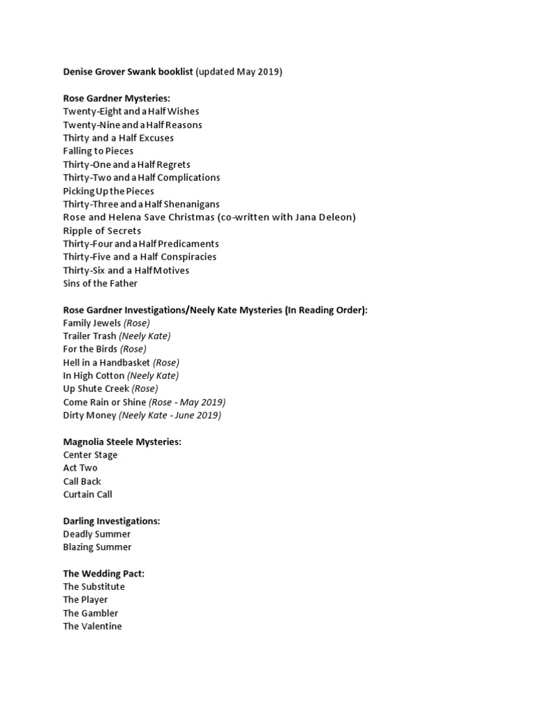 Denise Grover Swank Booklist | PDF