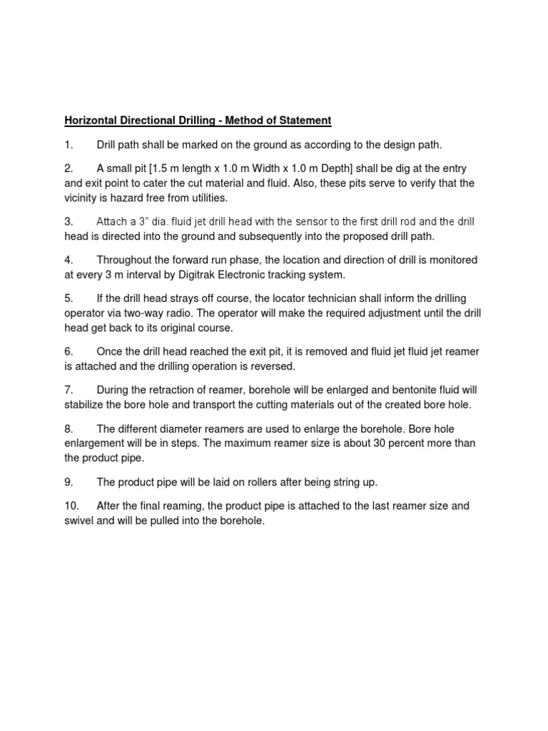 HDD Method of Statement | PDF | Home & Garden | Science & Mathematics