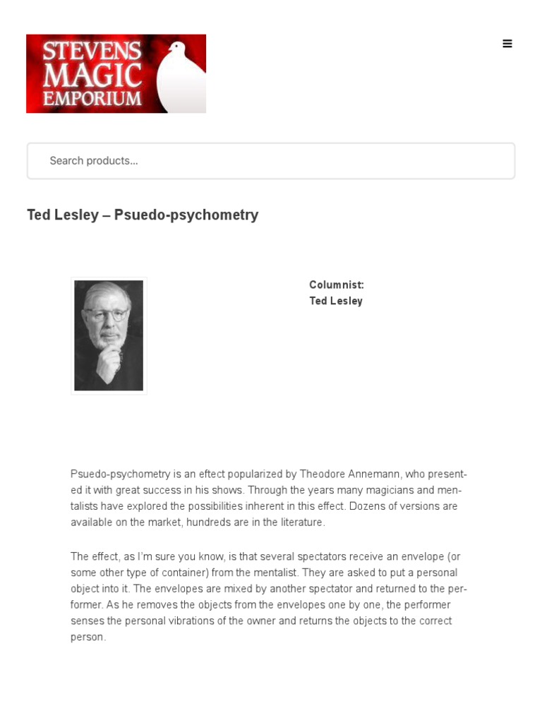 Ted Lesley - Psuedo-Psychometry | PDF