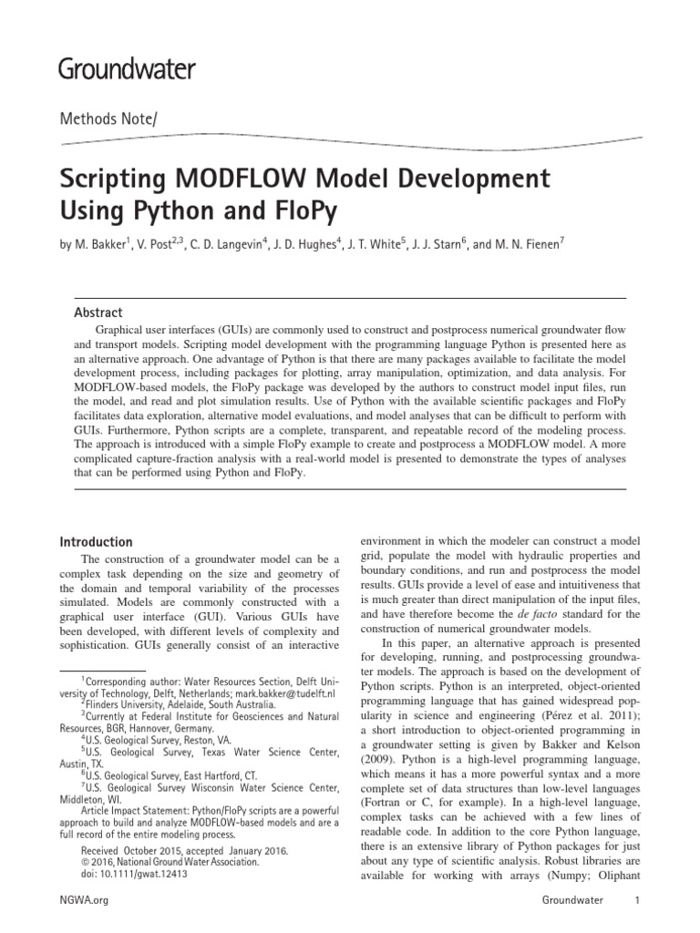 Scripting Modflow Model Development Using Python And Flopy Methods Note Pdf Mathematical