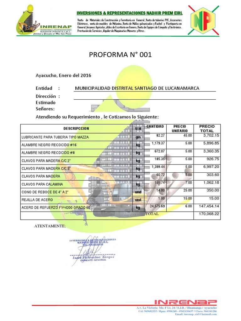 PROFORMA | PDF | Tecnologías de gas | Sectores Economicos