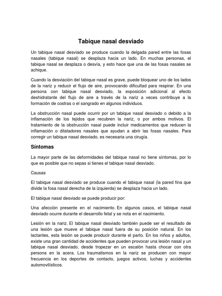 Desviación del Tabique Nasal: Causas y Tratamientos | PDF | Hueso | Ct Scan