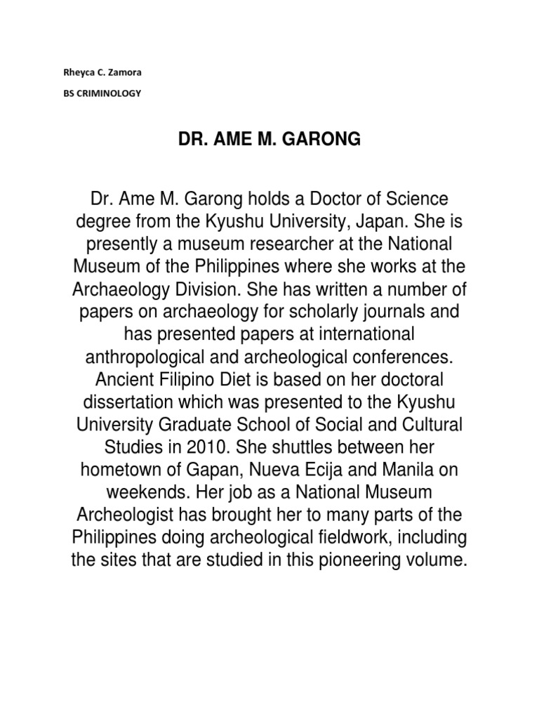 Dr. Ame M. Garong: Archaeologist Profile | PDF | Social Science
