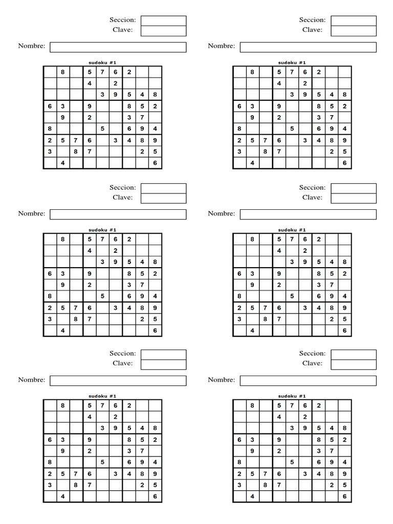 Hoja de Trabajo Sudoku | PDF