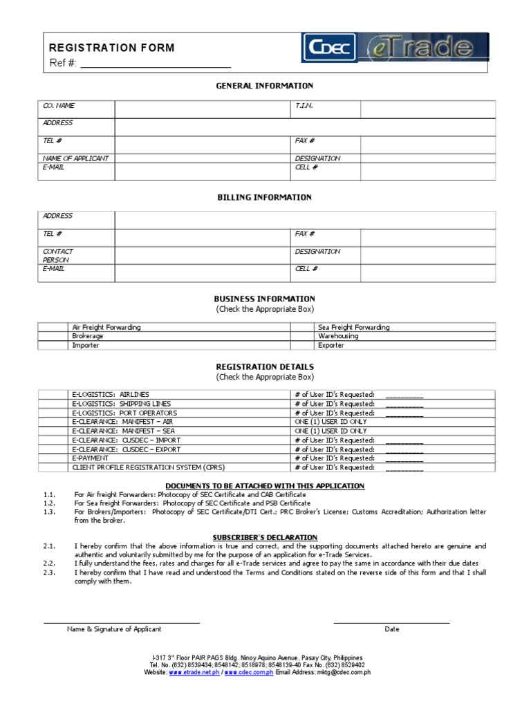 A. CDEC Registration Form Page1 | PDF | Cyberspace | Service Industries