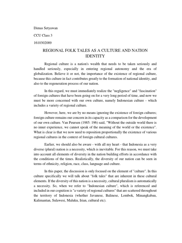 Regional Folk Tales As A Culture and Nation Identity | PDF | Folklore ...