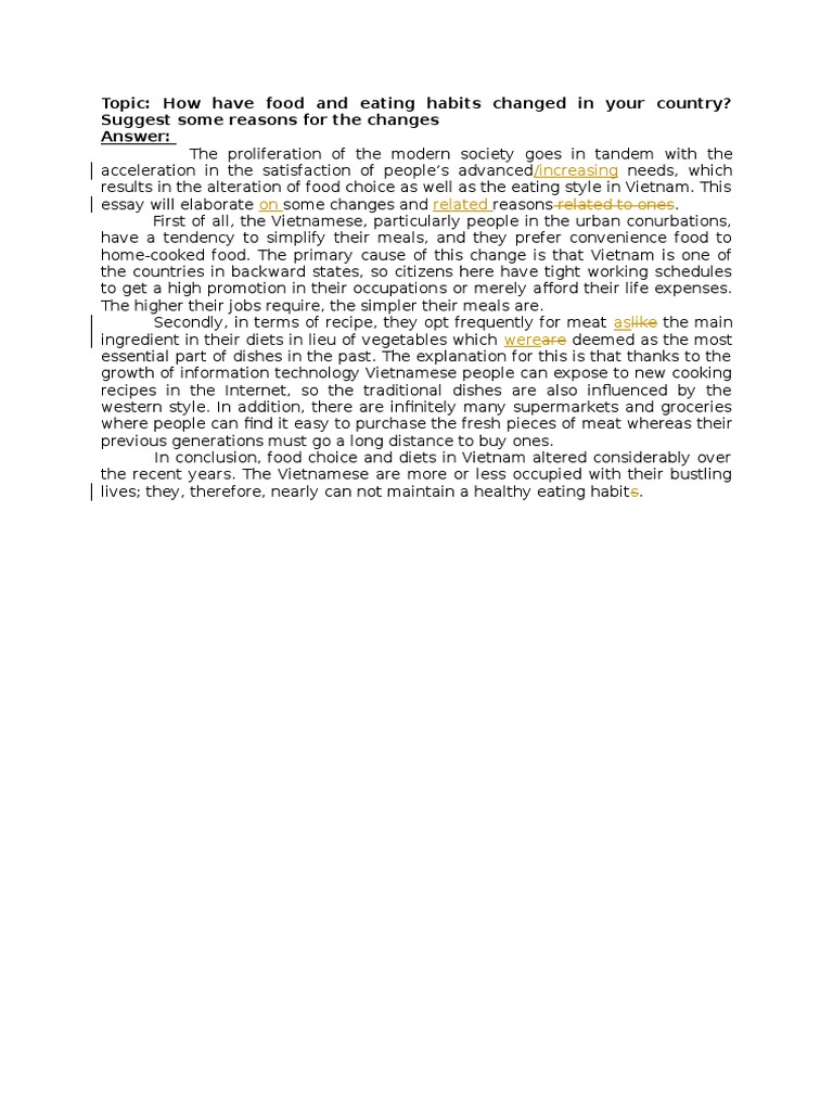 c1 Essay Eating Habits | PDF