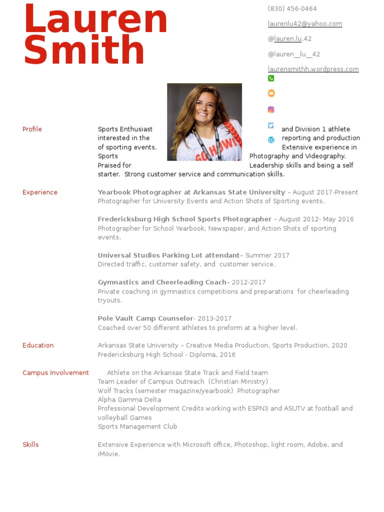 Lauren Resume | PDF | Imaging | Hobbies