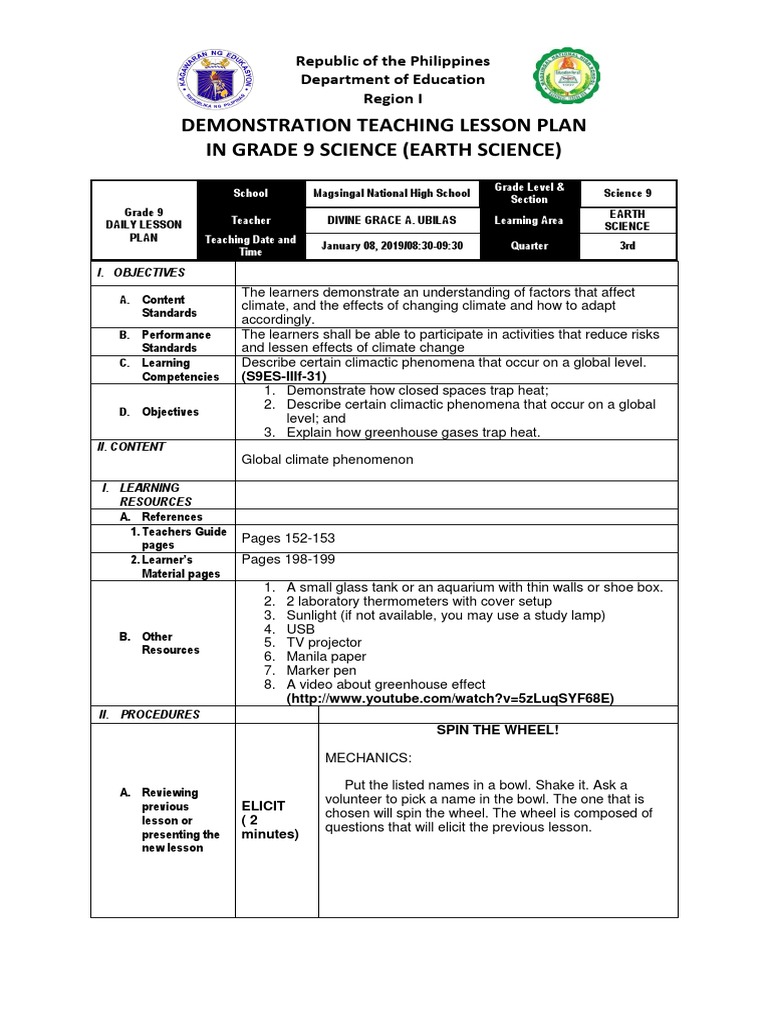 Grade 9 Climate Change Lesson Plan | PDF | Acceleration | Velocity