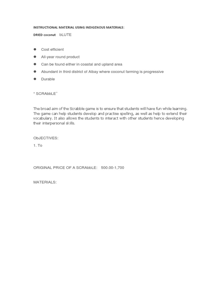 Instructional Material Using Indigenous Materials | PDF