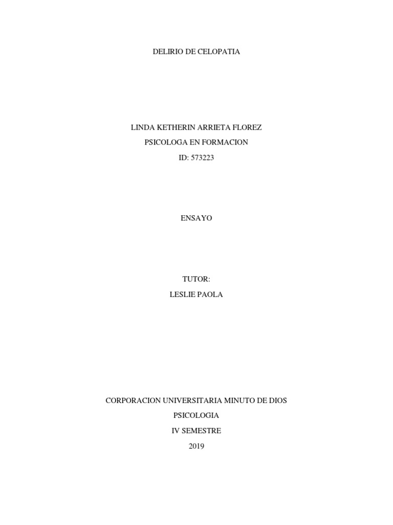 Delirio de Colopatía | PDF | Amor | Ciencias del comportamiento