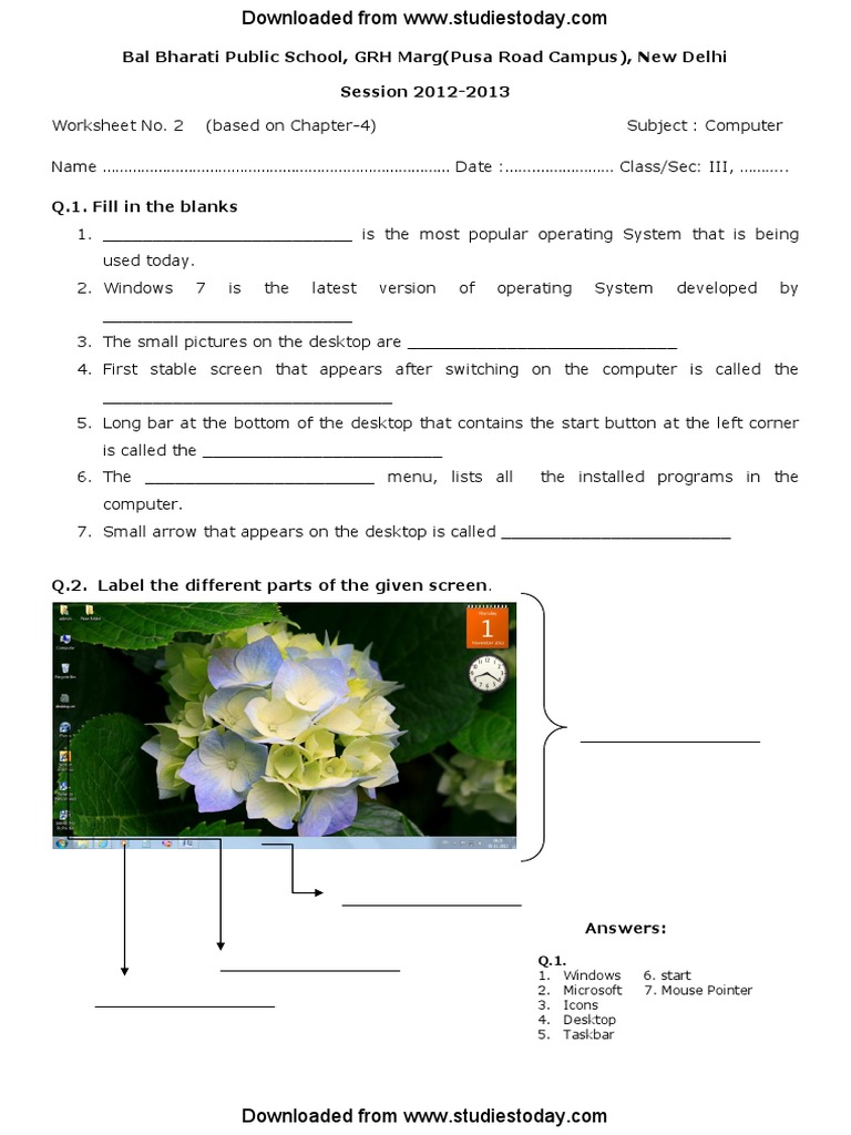 CBSE Class 3 Computer Practice Worksheet PDF | PDF | Computers