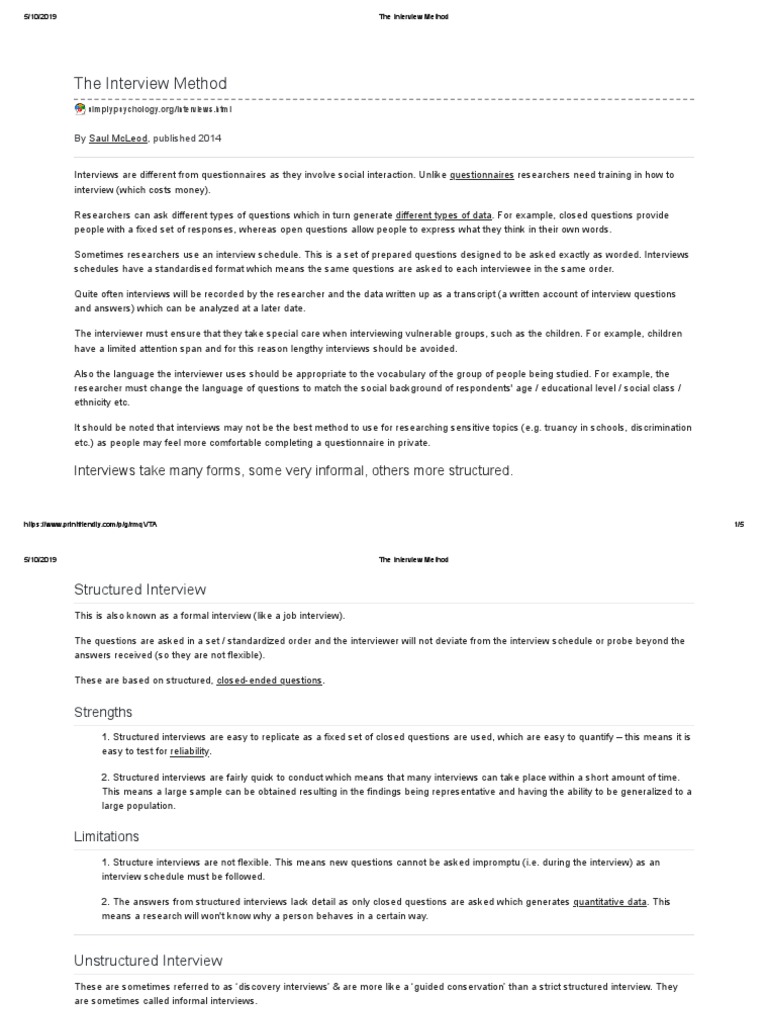 The Interview Method Download Free Pdf Interview Question