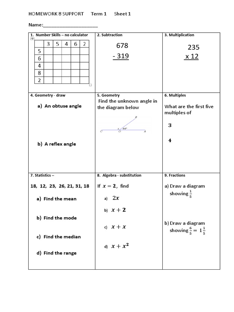 Homework 8 Support Term 1 Sheet 1 Name | PDF