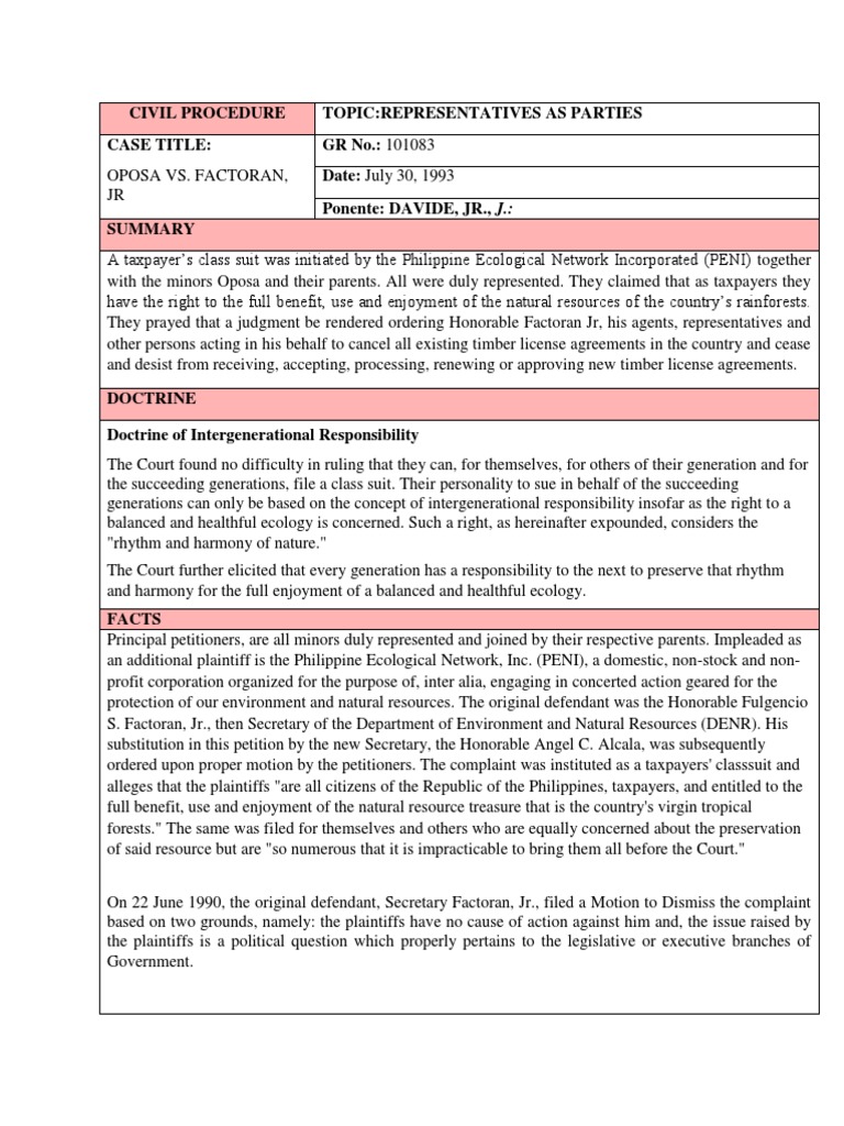 Doctrine of Intergenerational Responsibility: A Landmark Ruling on the ...