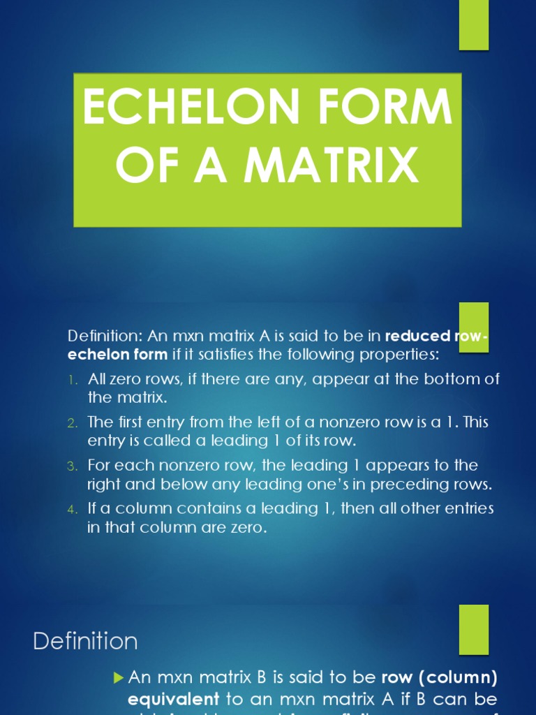 Echelon Form of A Matrix | PDF | Linear Subspace | Matrix (Mathematics)